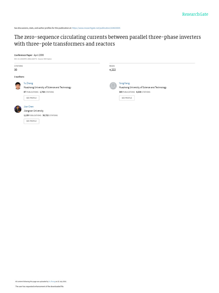 The Zero-Sequence Circulating Currents Between Parallel Three-Phase Inverters With Three-Pole ...