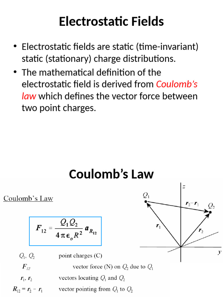 3 - 1 Electrostatic Fields | PDF | Electric Field | Force