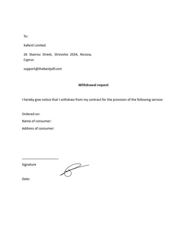 Model Withdrawal Form | PDF