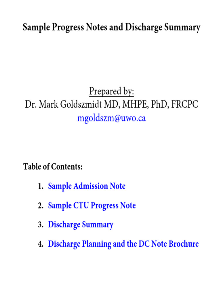 Sample Progress Notes and DC Note Brochure 1 | PDF | Pneumonia ...