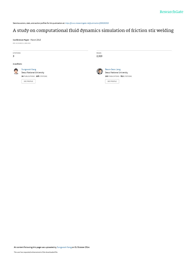 A Study On Computational Uid Dynamics Simulation of Friction Stir ...