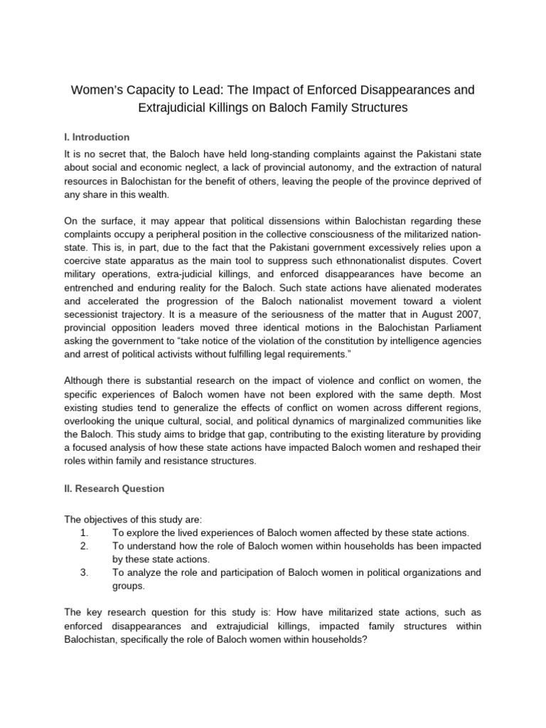 Women's Capacity To Lead - How Have Enforced Disappearances Impacted ...