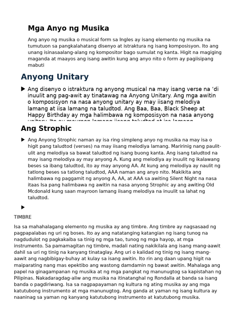 Notes in Mapeh 5 | PDF