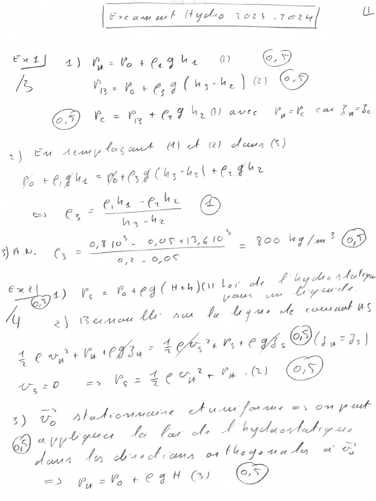 Correction Examen Hydro 2023 24 | PDF