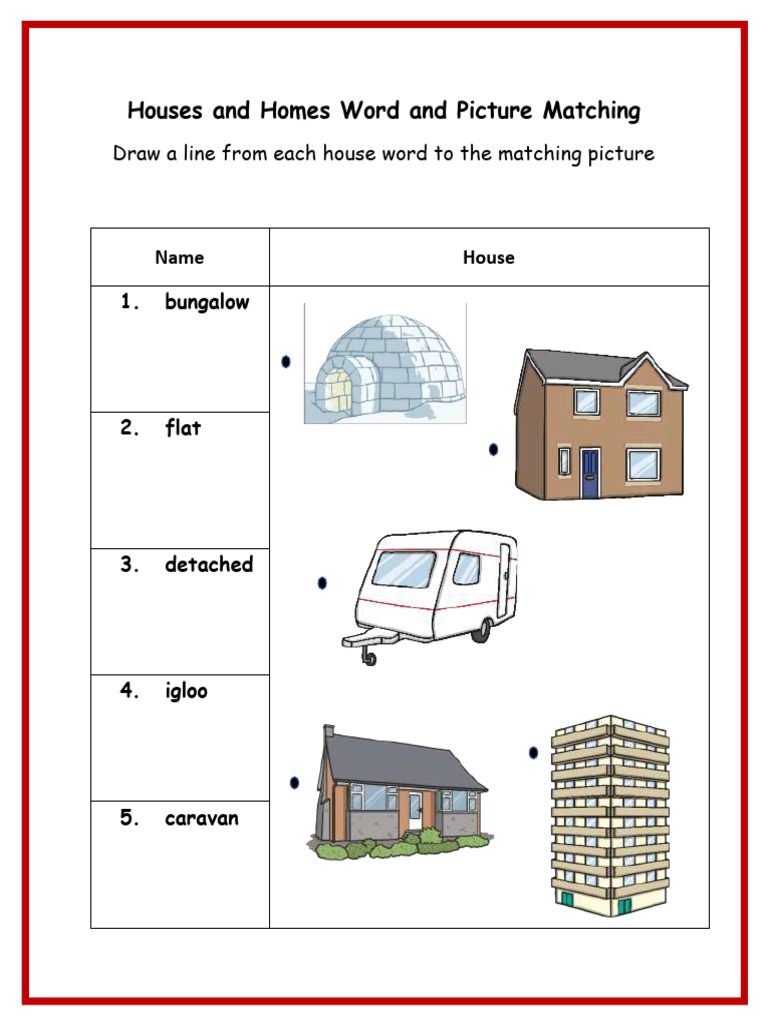 Houses and Homes Matching Activity | PDF