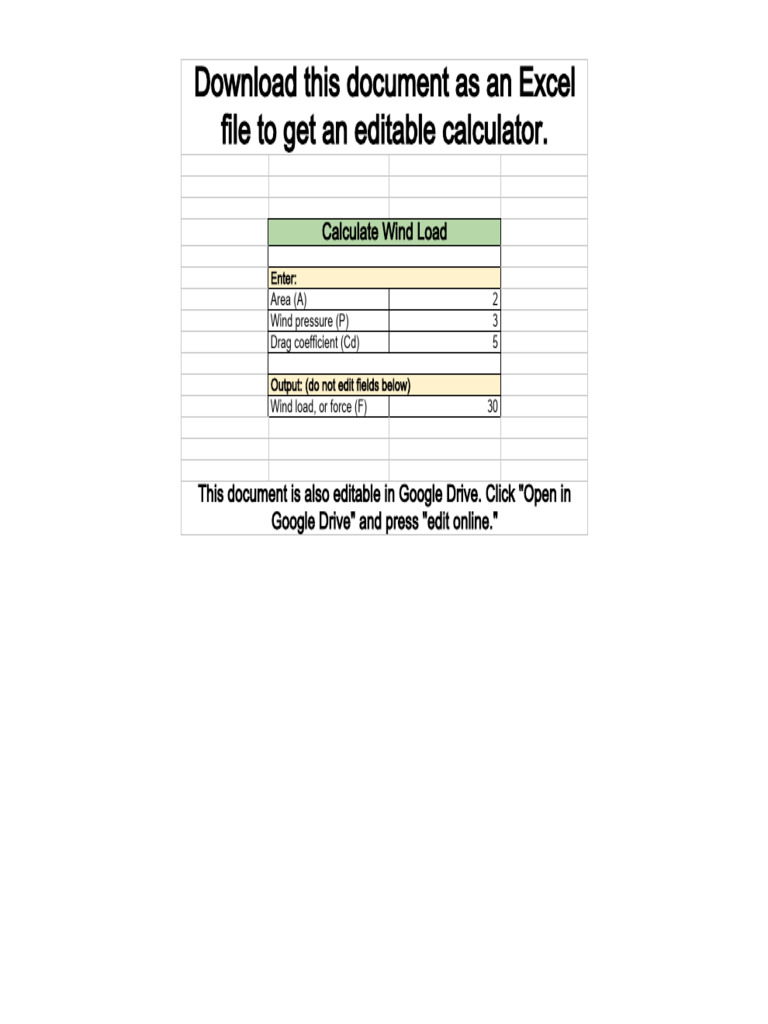 Editable Wind Load Calculator | PDF