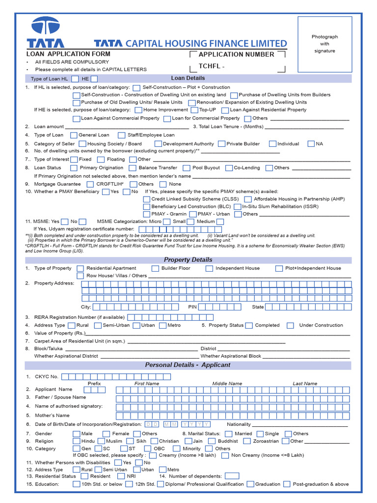 Home Loan Application Form - 8 Pgs Dec 2024 - V2 | PDF | Loans | Mortgages