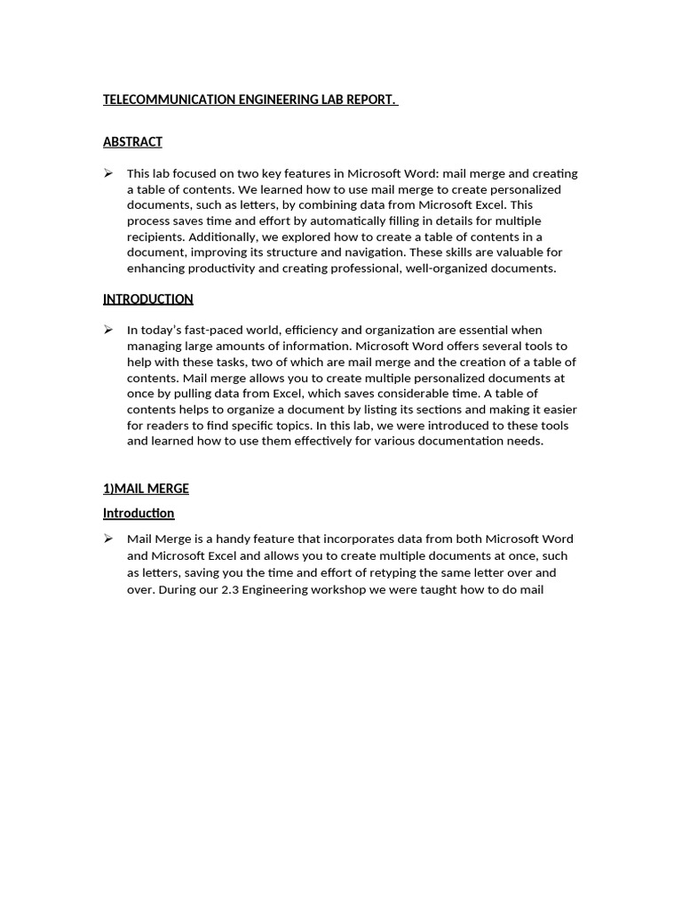 Telecommunication Engineering Lab Report | PDF | Microsoft Word ...