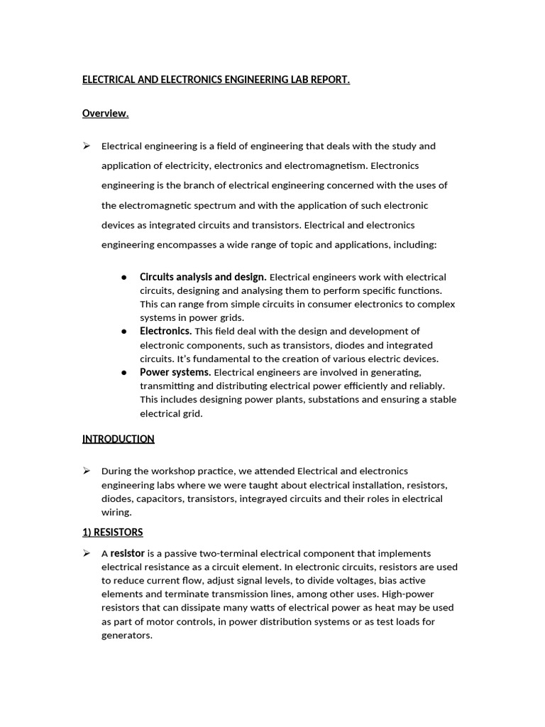 Electrical and Electronics Engineering Lab Report | PDF | P–N Junction ...