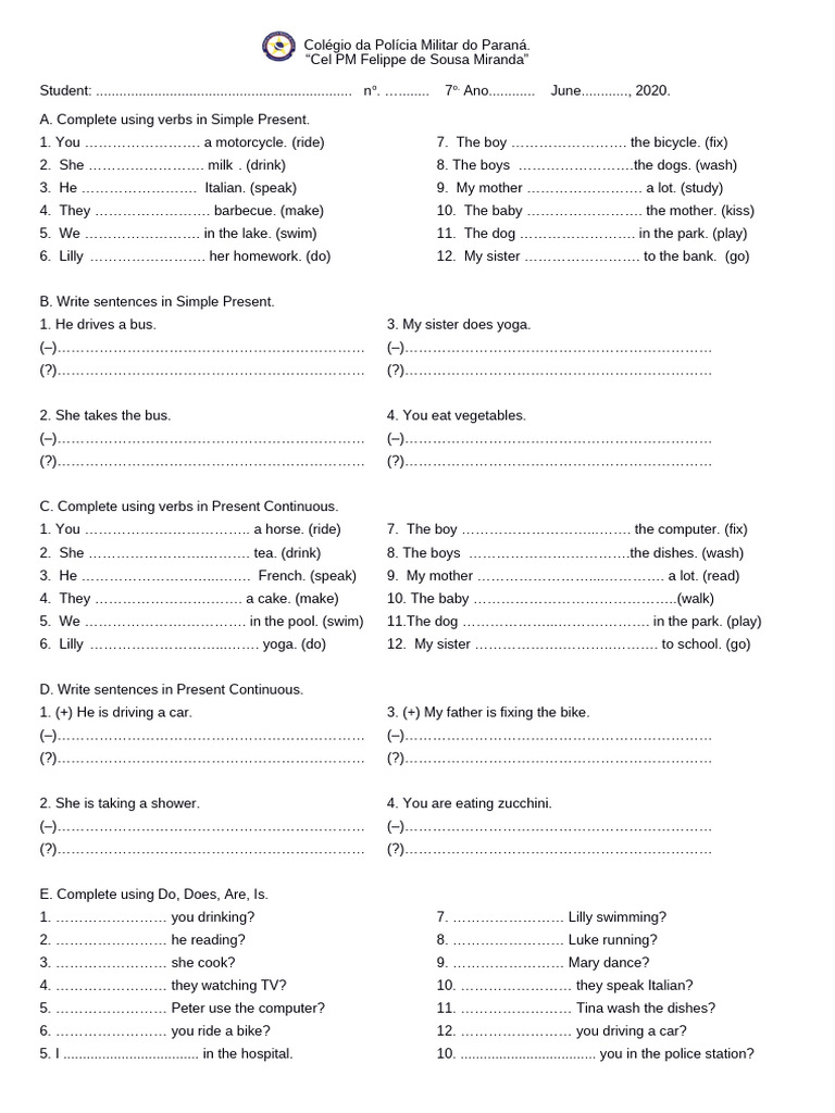 Simple Present and Continuous Exercises | PDF