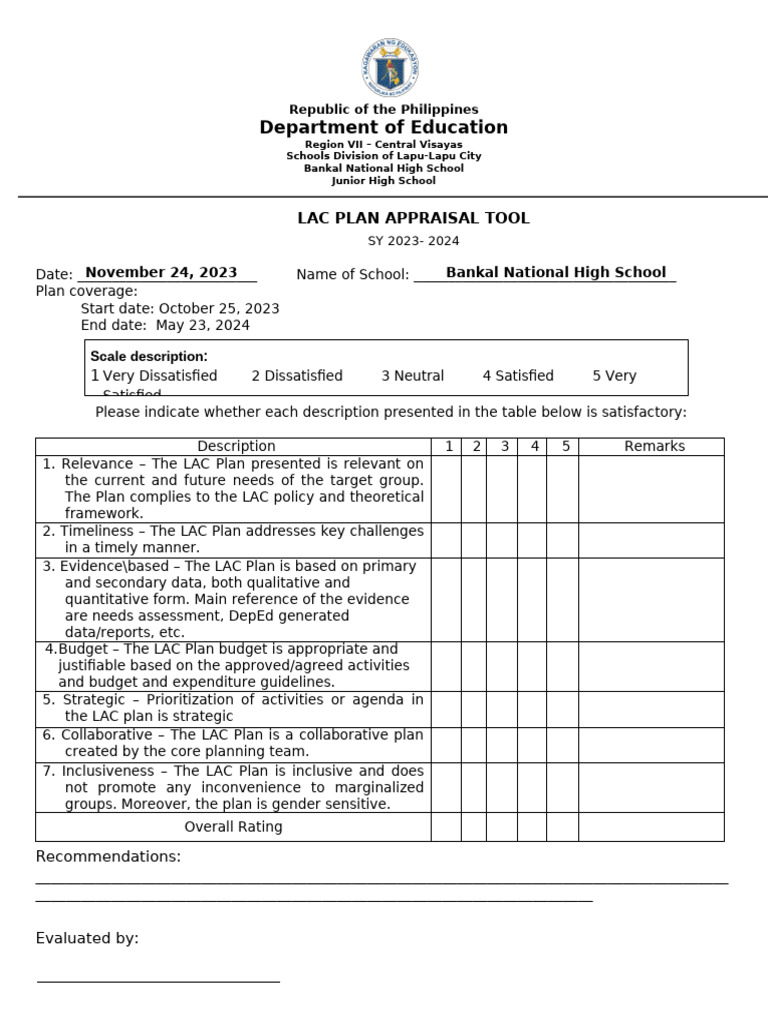 1 - LAC Tool and Takeaways - Participants | PDF