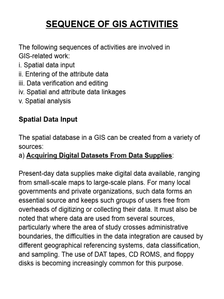 SEQUENCE OF GIS ACTIVITIES | PDF | Geographic Information System | Image Scanner