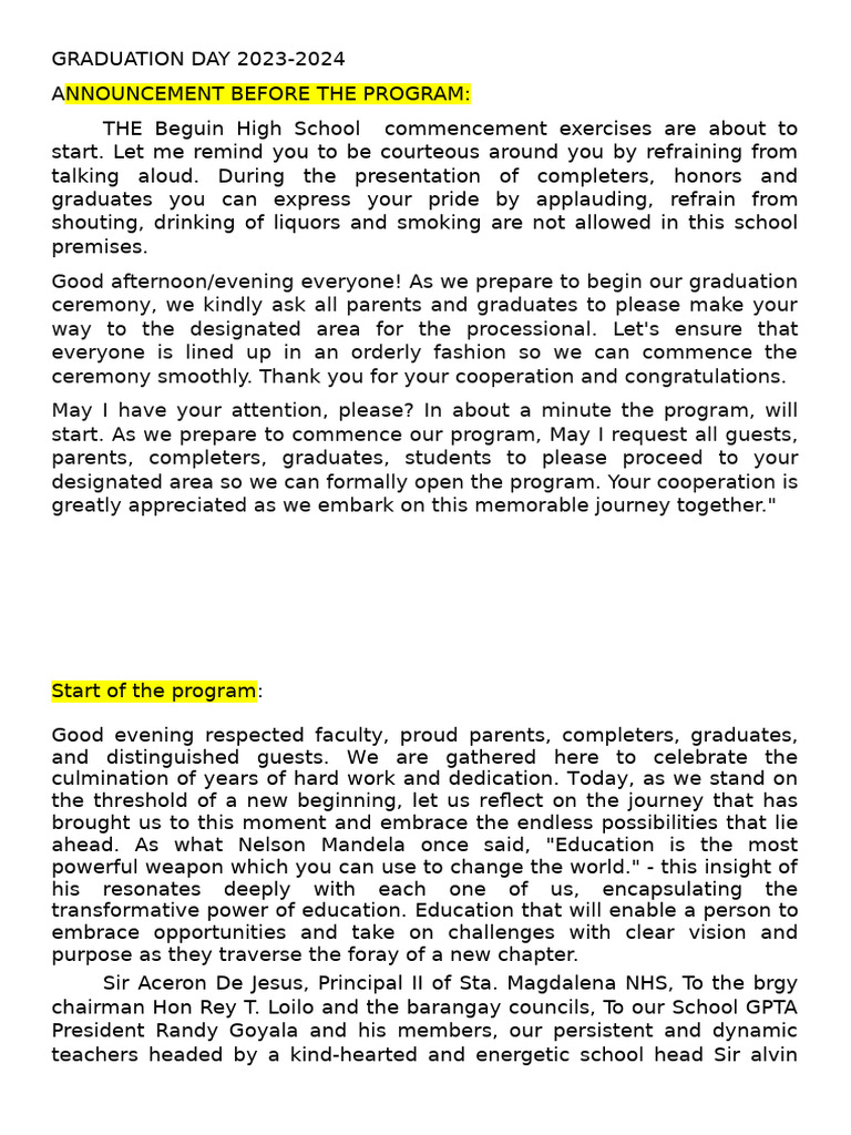 emcee(GRADUATION) | PDF | Gratitude