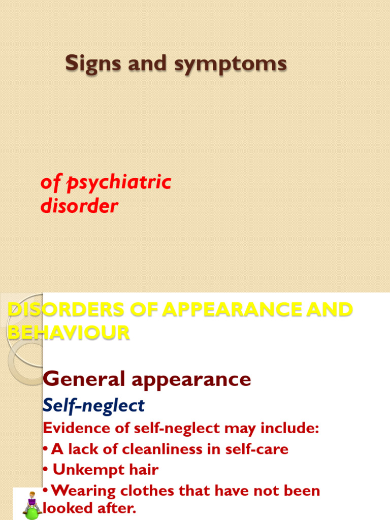 Psychiatric Disorder Signs and Symptoms | PDF | Hallucination | Mania