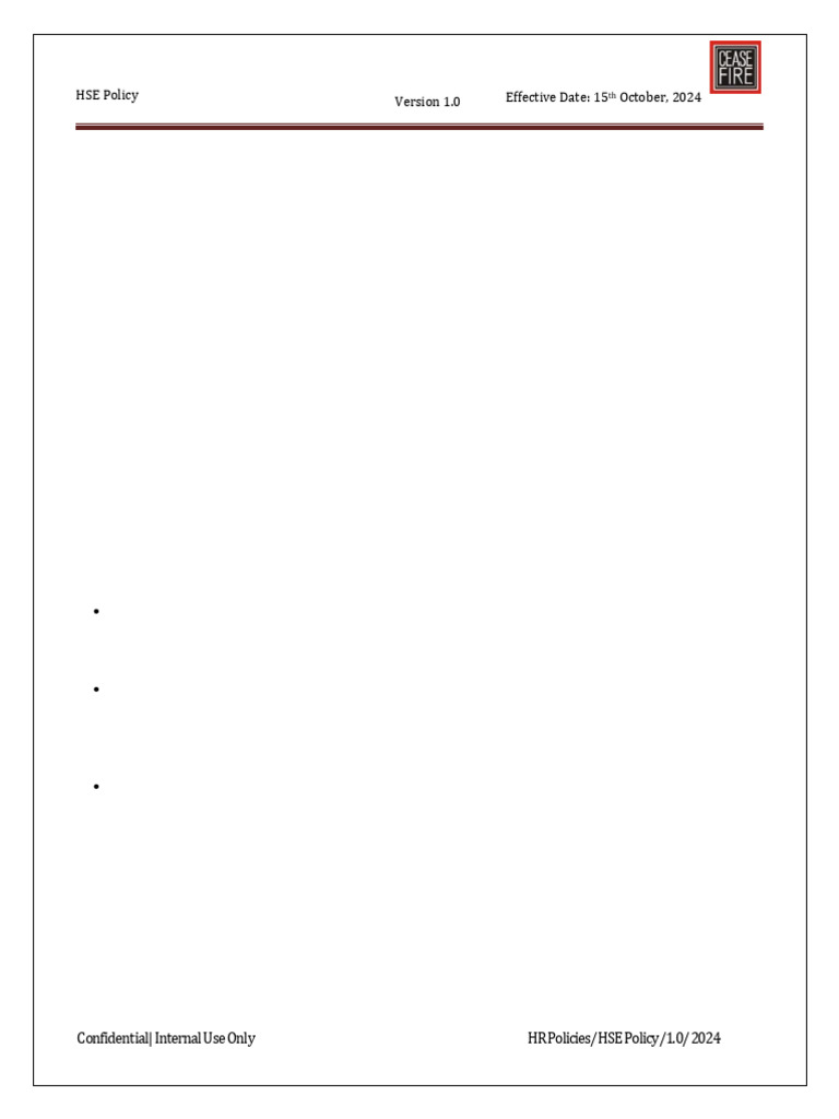 HSE Policy Version 1.0 | PDF | Occupational Safety And Health ...