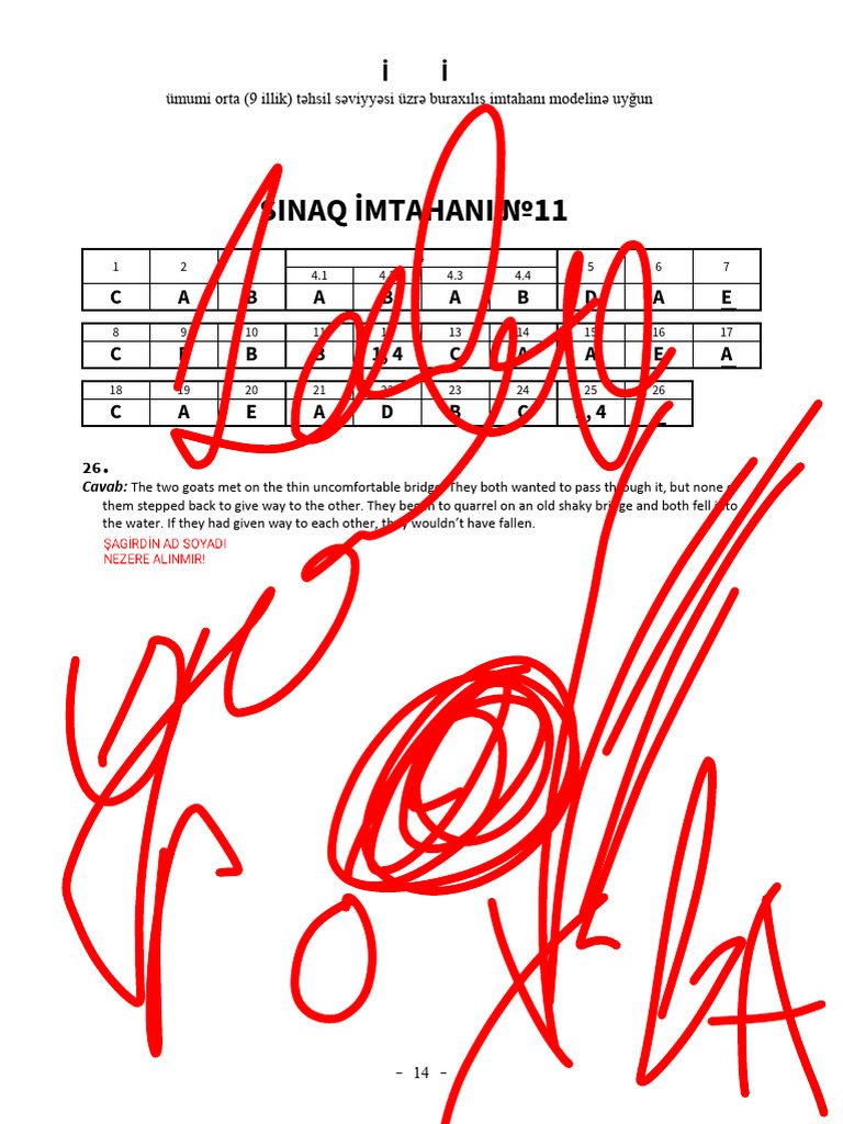 English Bura 9 Cavab Sinaq 11 | PDF