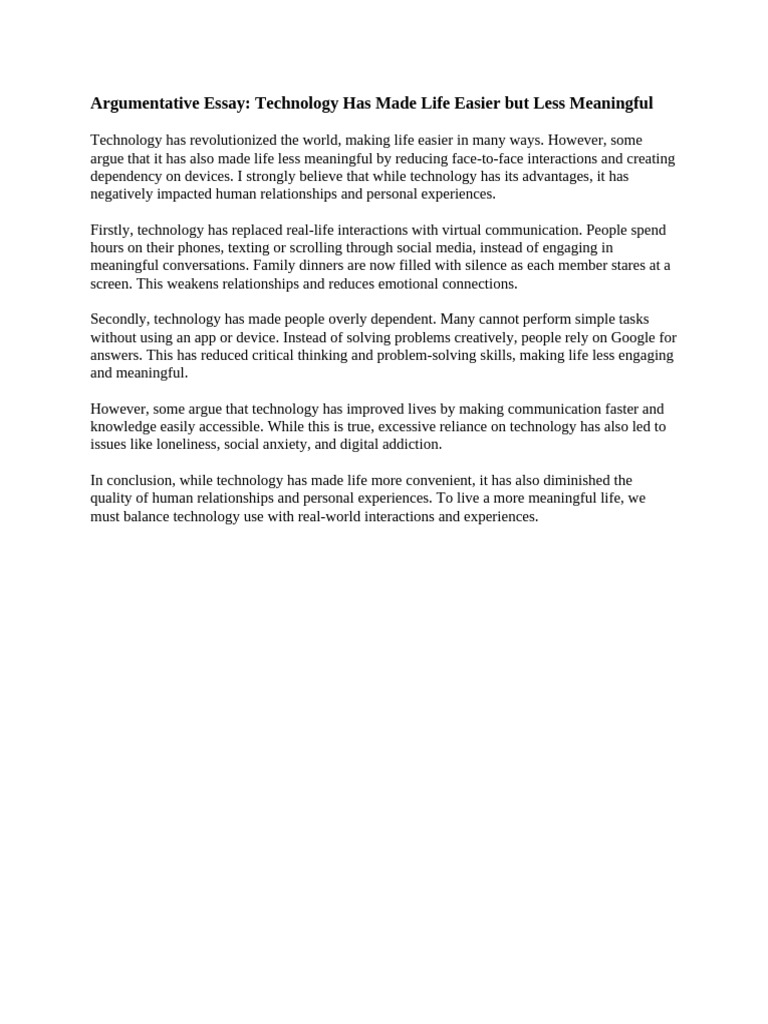 Sample of Argumentative Essay | PDF