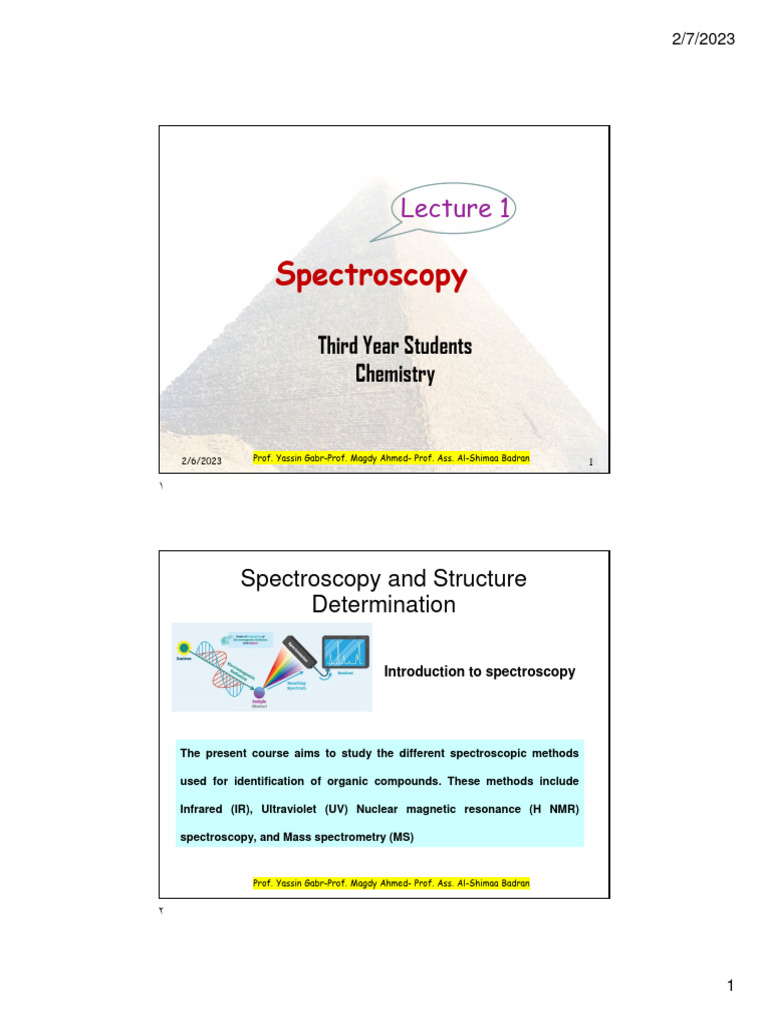 Spectroscopy Methods for Organic Analysis | PDF | Spectroscopy ...