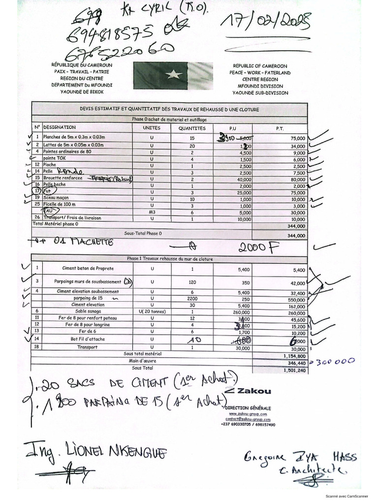 Devis D'exécution - Projet Emana - Phase Clôture | PDF