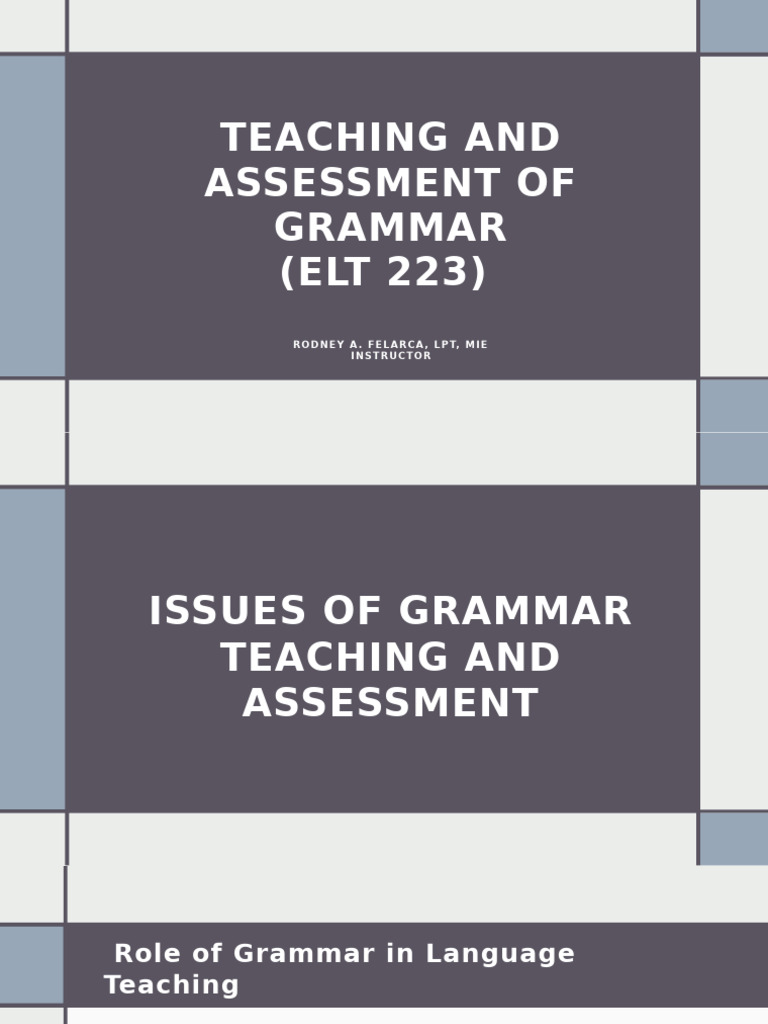 Grammar Teaching and Assessment Strategies | PDF | Learning Styles ...