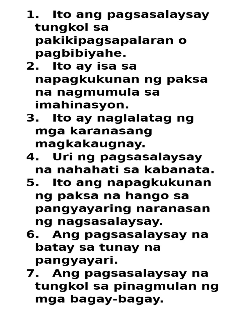 Moving Exam Pagsasalaysay | PDF