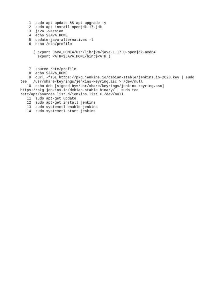Jenkins Installation Cmds | PDF