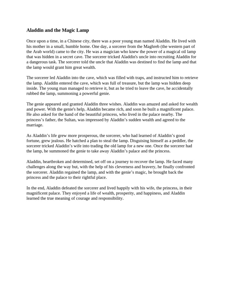 Aladdin's Quest for the Magic Lamp | PDF