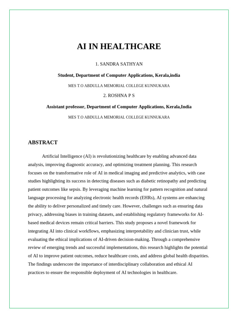 AI's Impact on Healthcare Innovation | PDF