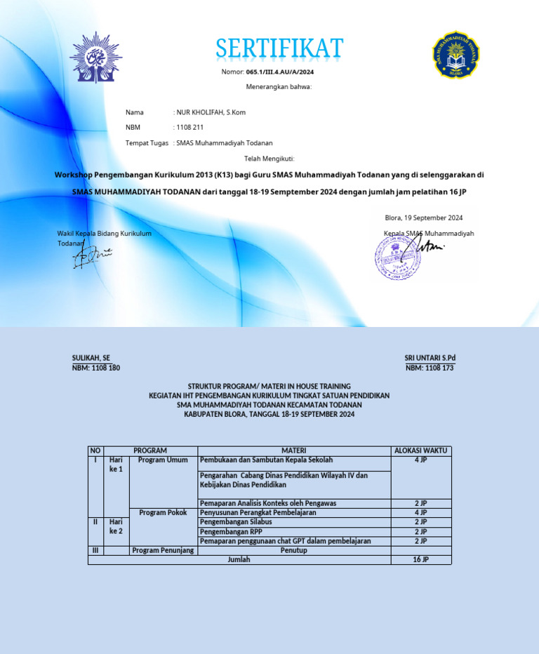 dek nur iht sertifikat | PDF