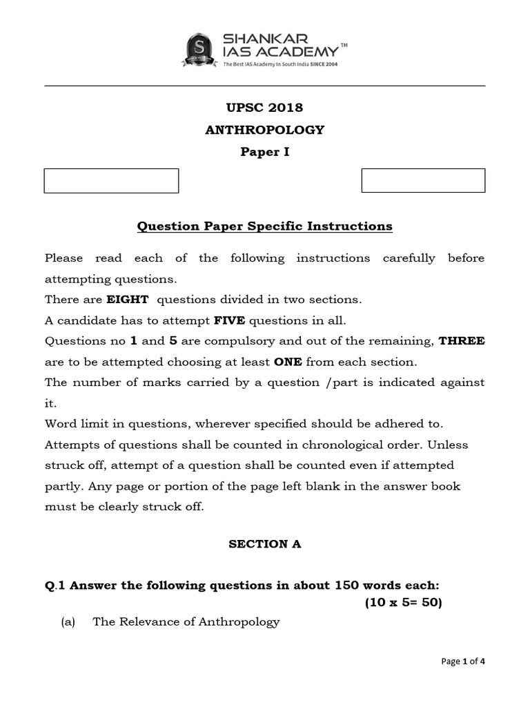 Anthropology Paper I | PDF | Anthropology | Ethnography