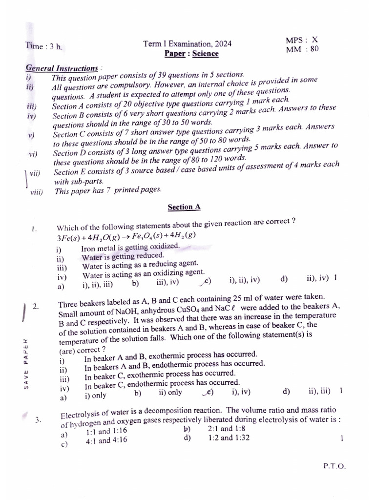Mps Term1 Science 2024-25 | PDF | Chemistry | Chemical Substances