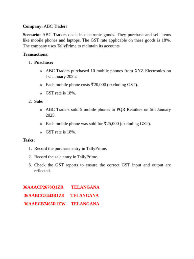 GST Tally Problem No 5 | PDF