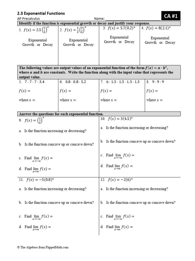 Exponential Functions: Growth vs. Decay | PDF | Exponential Function ...