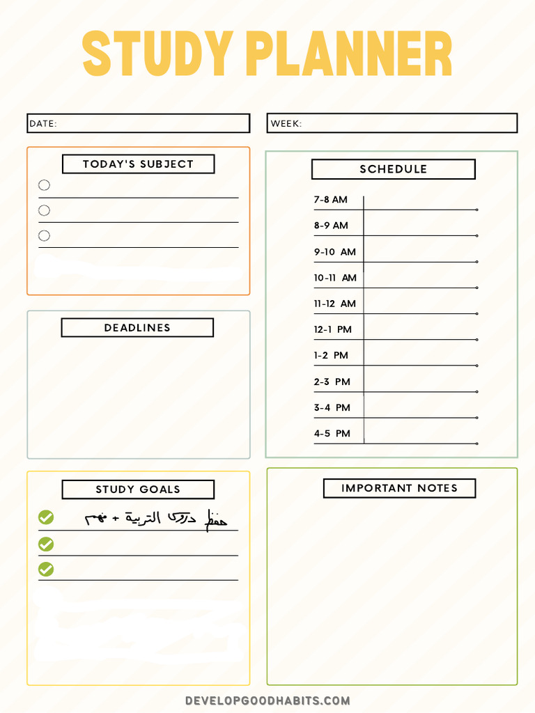 Study Plan Template 2 | PDF