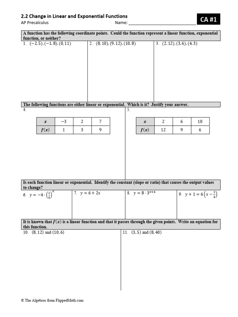Linear vs Exponential Functions Guide | PDF | Exponential Function ...