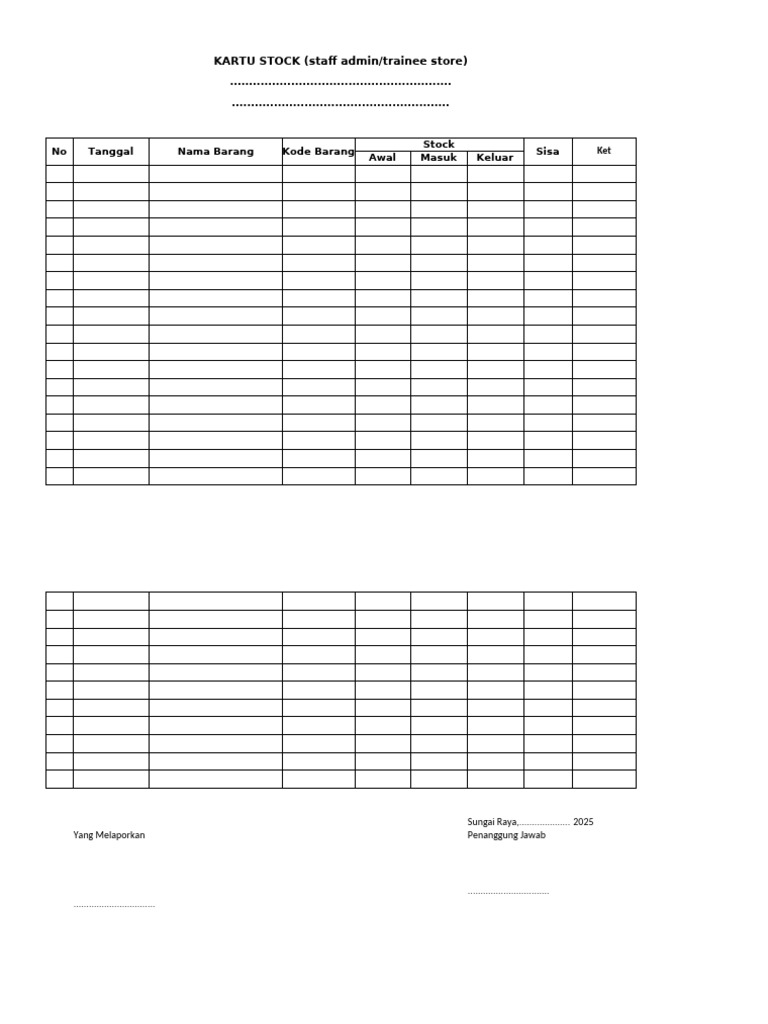 FORM STOCKTAKING UKK 2025 | PDF
