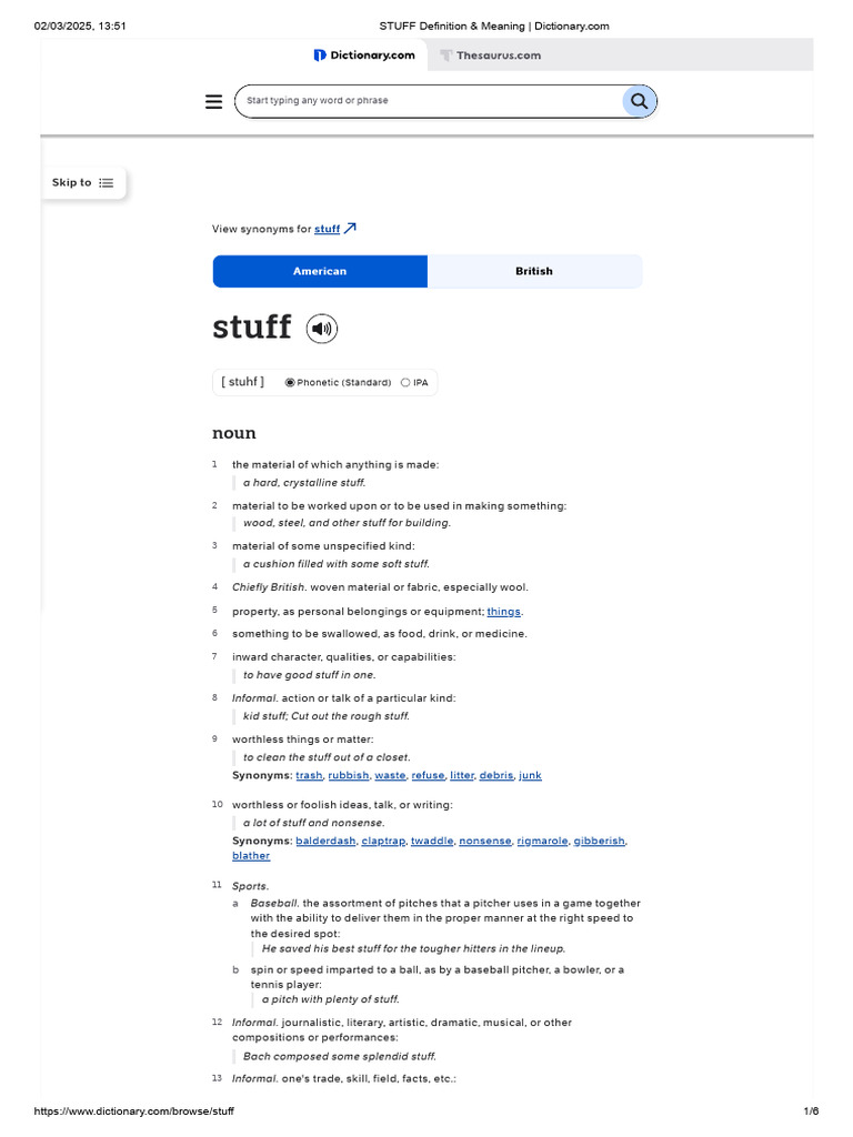 STUFF Definition & Meaning | PDF | Verb | Adjective