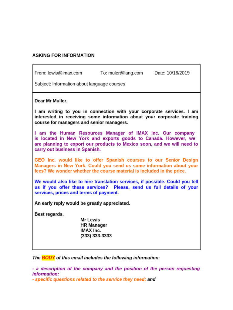 Asking For Information Sample Ii | PDF
