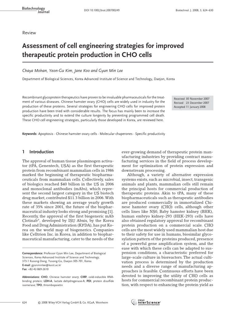 Assessment of Cell Engineering Strategies For Improved Therapeutic ...