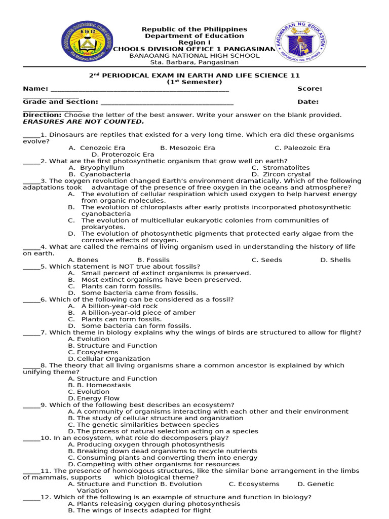 ELS-FINAL EXAM | PDF | Cell (Biology) | Natural Selection