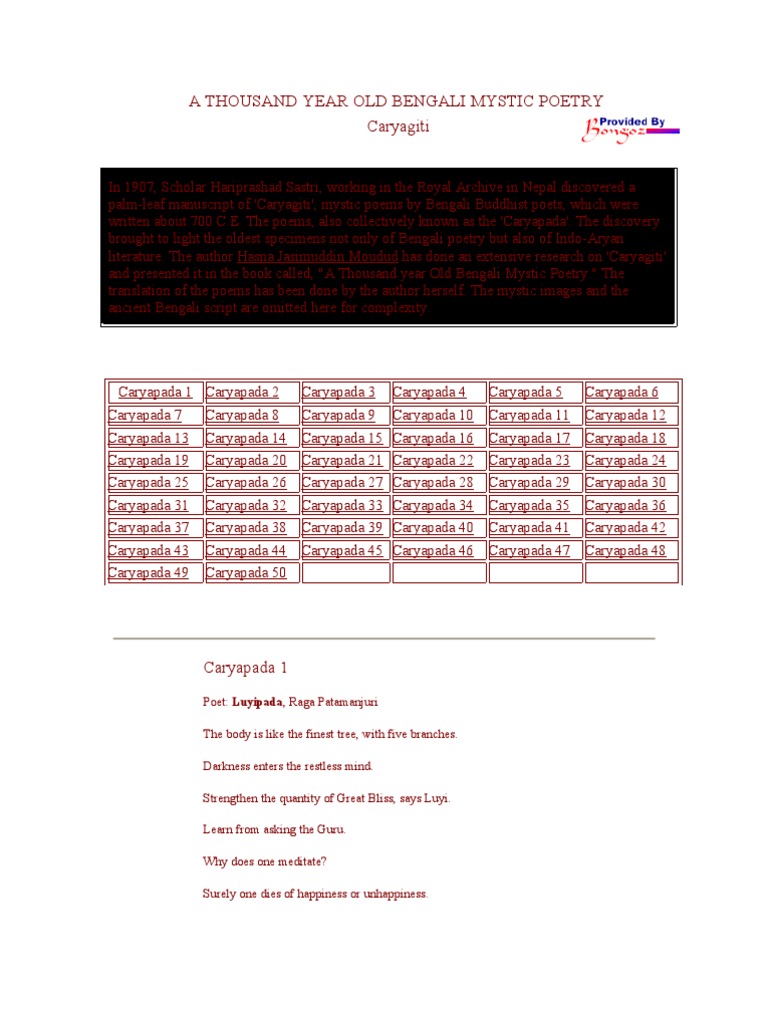 A Thousand Year Old Bengali Mystic Poetry | PDF | Indian Religions | Poetry