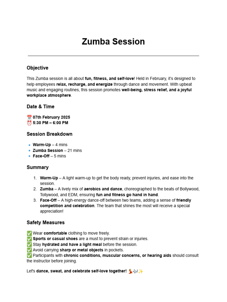 Zumba Session | PDF
