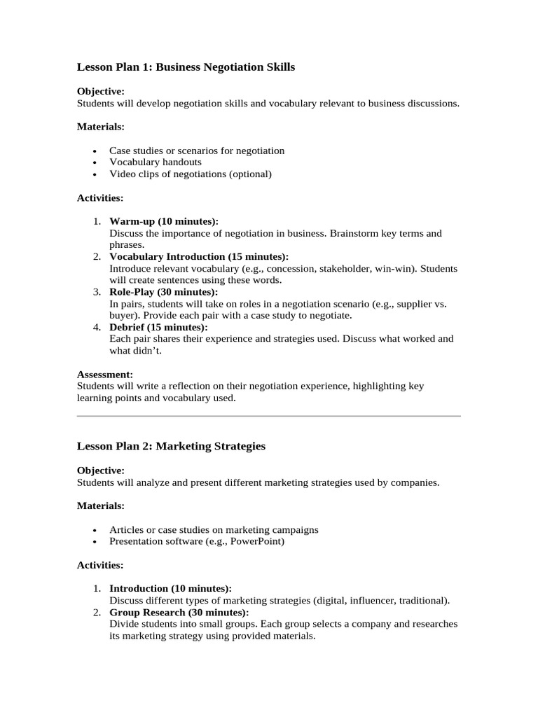 Commercial Oriented Lesson Plan | PDF | Corporate Social Responsibility ...