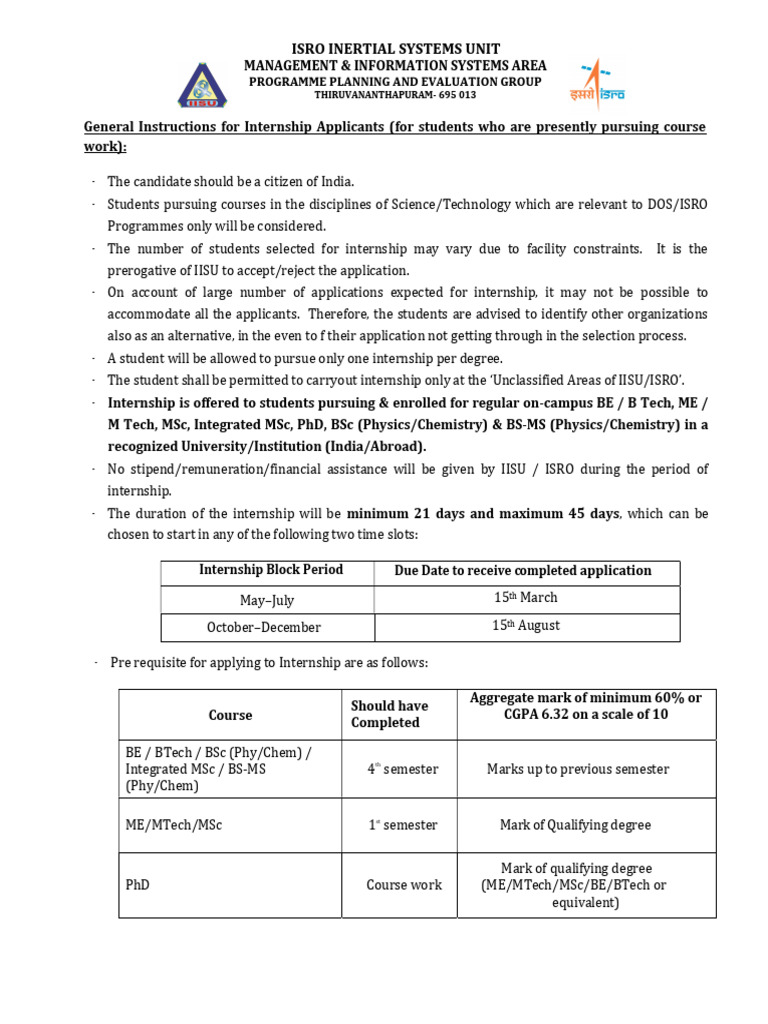 INTERNSHIP-Form-IISU - Pursuing Course - 2024 | PDF