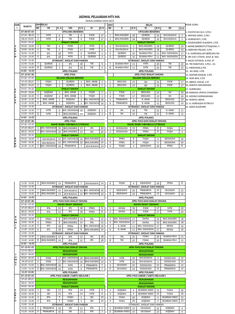 Jadwal t.a 2024-2025 Revisi 4 | PDF