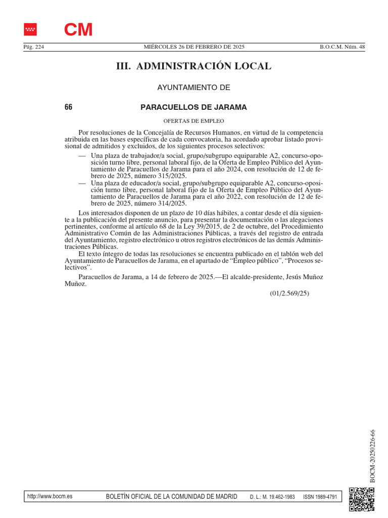 Bocm+resolucion List Prov Trabajador Social - 0 | PDF