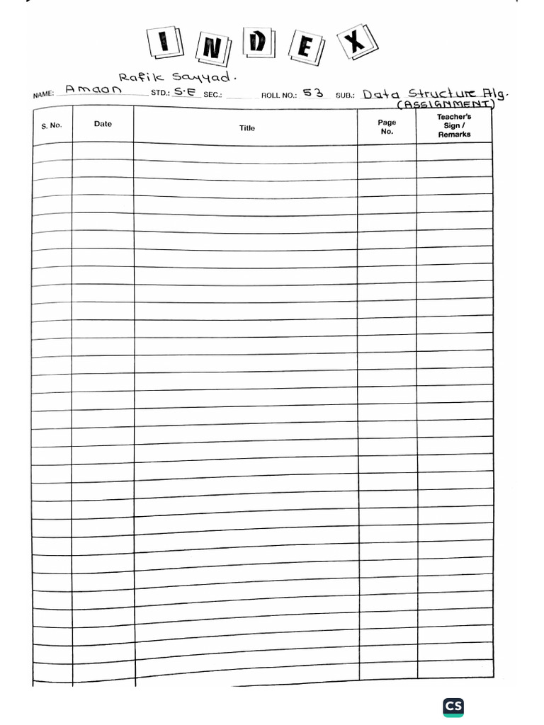 DSA Notebook Scanning with CamScanner | PDF