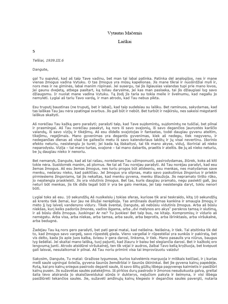 Vytautas Macernis Laiskai 2 | PDF