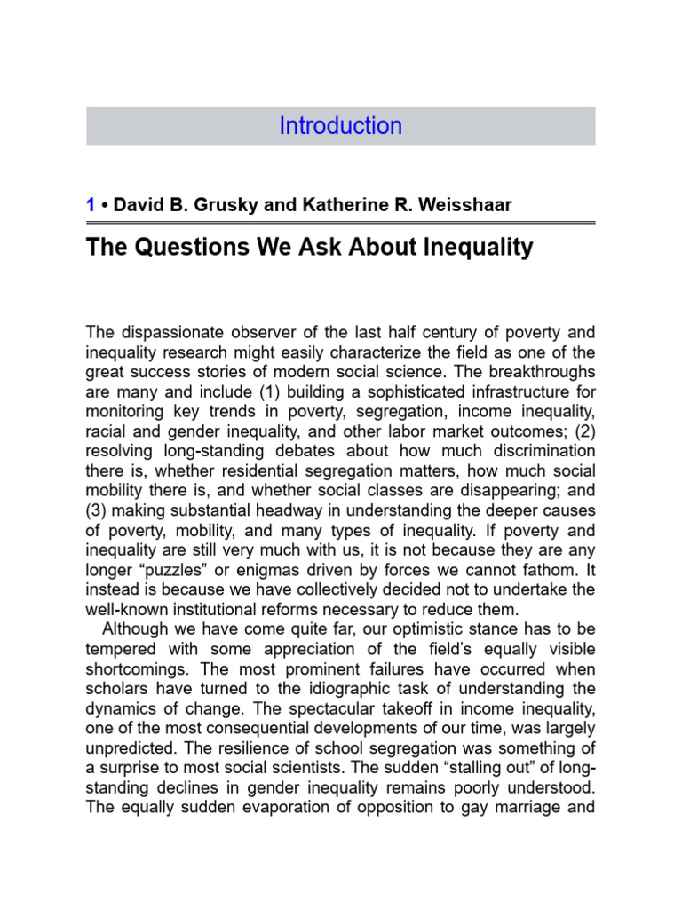 1 - 1 - The Questions We Ask About Inequality - Social Stratification ...