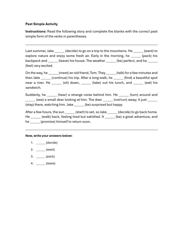 Past Simple Activity 2 4b | PDF